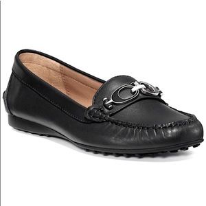 Coach | Shoes | Coach Fortunata Driving Loafers Black Leather Silver ...
